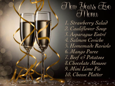 New Years Eve 10 Course Dinner | Creative Pink Butterfly